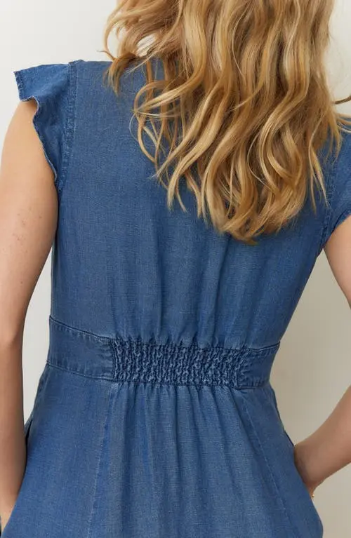 Marine Layer Camila Button-front Midi Dress - Medium Wash