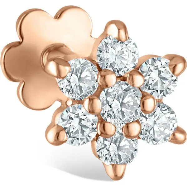 MARIA TASH Diamond Flower Threaded Stud Earring - Rose Gold
