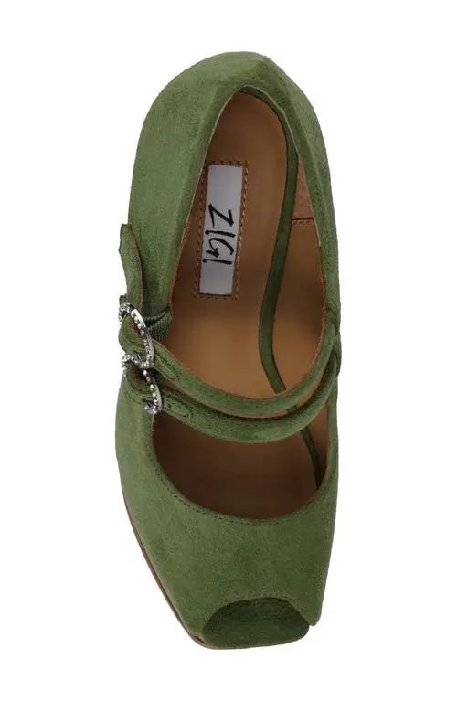 ZIGI Platform Wedge Sandal - Olive Suede