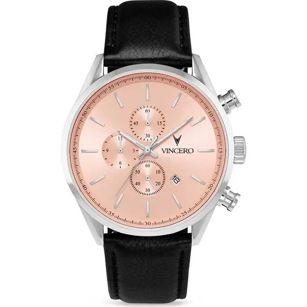 VINCERO Chrono S2 Leather Strap Watch - Salmon