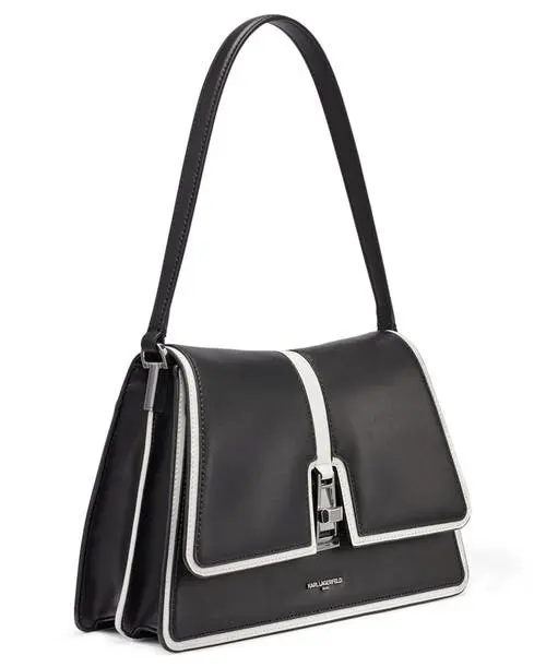 Karl Lagerfeld Paris Shoulder Bag With Logo Turnlock - Black/white