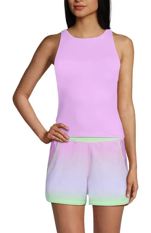 LANDS' END D-cup High Neck Strappy Back Tankini Top - Wild Lilac