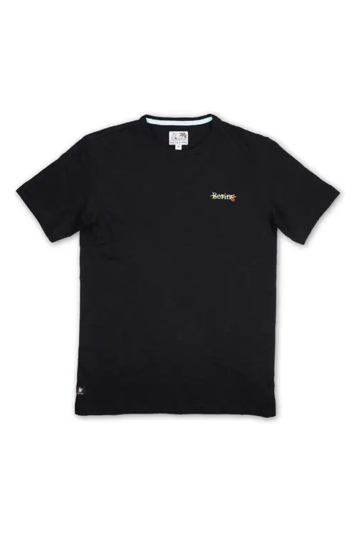 BAJA LLAMA Boring Embroidery Slub Pima Tee - Black