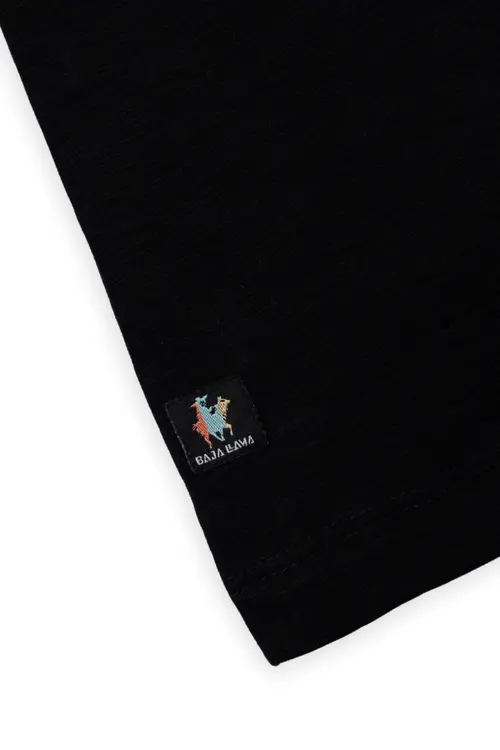 BAJA LLAMA Boring Embroidery Slub Pima Tee - Black