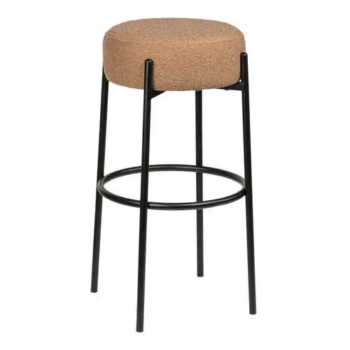 JONATHAN Y Paola Modern Minimalist Round Backless Metal Cushioned Stool - Brown