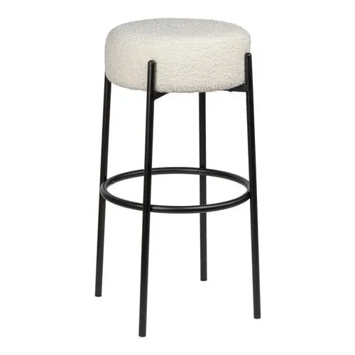 JONATHAN Y Paola Modern Minimalist Round Backless Metal Cushioned Stool - White