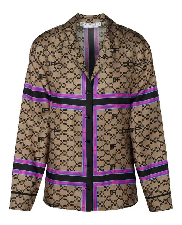 Off-White Monogram Pajama Silk Shirt - Multicolor