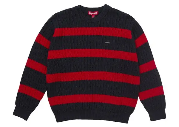 Supreme Loose Gauge Stripe Small Box Sweater - Navy Blue