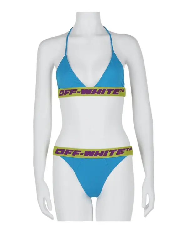 Off-White Logo Banded Bikini Set - Blue