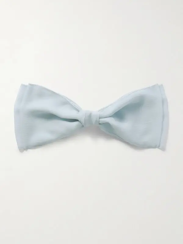 GIGI BURRIS MILLINERY Jacqueline Bow-embellished Crinkled Chiffon Hair Clip - Blue