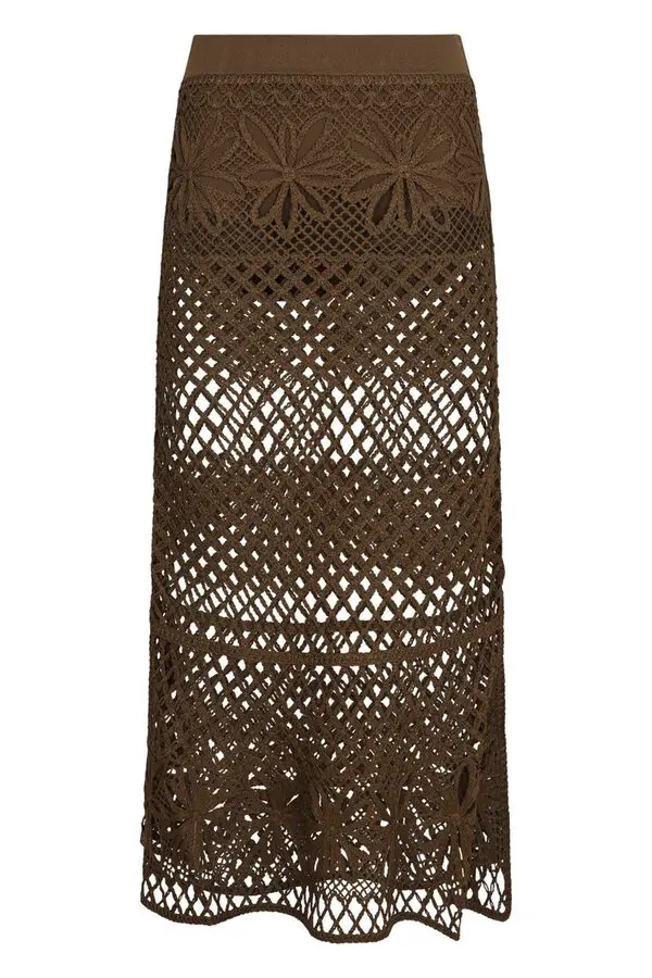 Pinko Crispo Crochet Knit Skirt - Green
