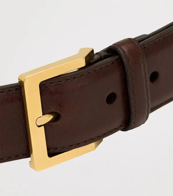 Saint Laurent Calfskin Vadim Belt - Beige