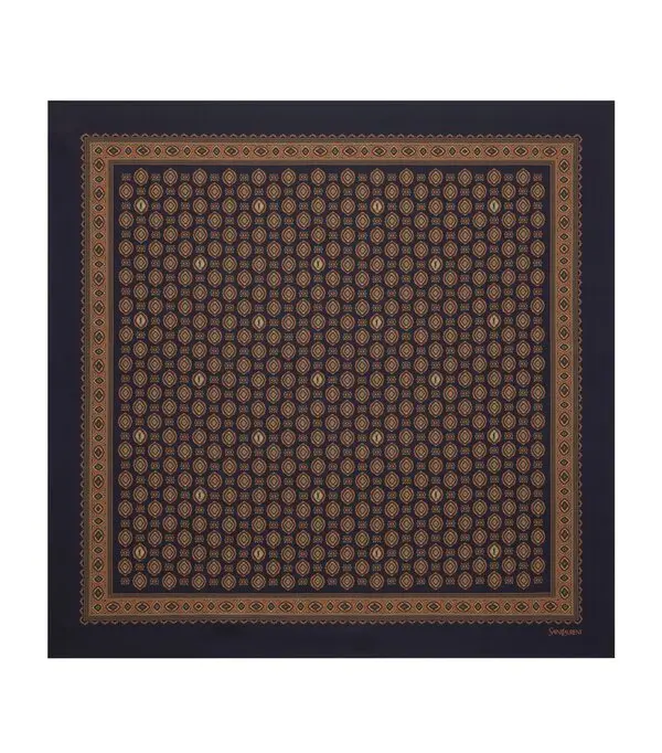 Saint Laurent Silk Medallion Print Scarf - Blue