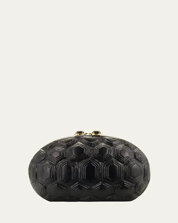 SILVIA FURMANOVICH Turtle Shell Wooden Oval Clutch