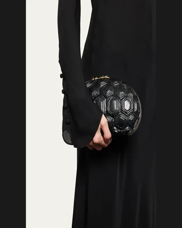 SILVIA FURMANOVICH Turtle Shell Wooden Oval Clutch