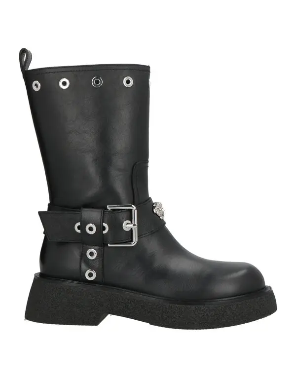 Versace Ankle Boots In Leather With Buckle And Logo