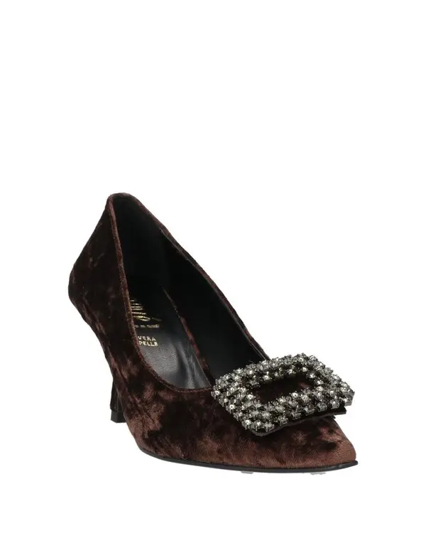 OVYE Velvet Crystal Embellished Pointed Toe Pumps