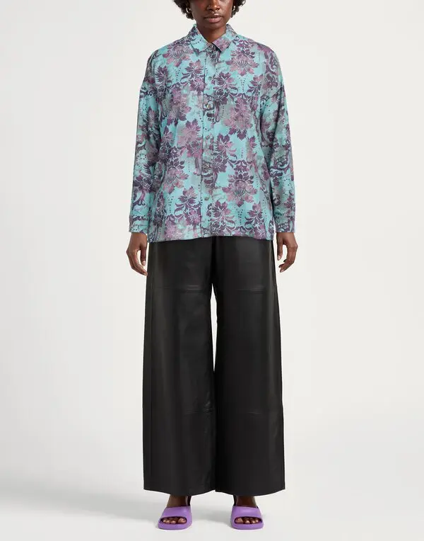 Versace Floral Print Crepe Shirt - Blue