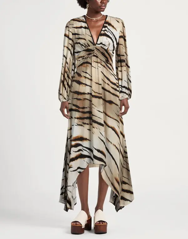 TWINSET Maxi Dress In Viscose And Cotton With Tiger Print