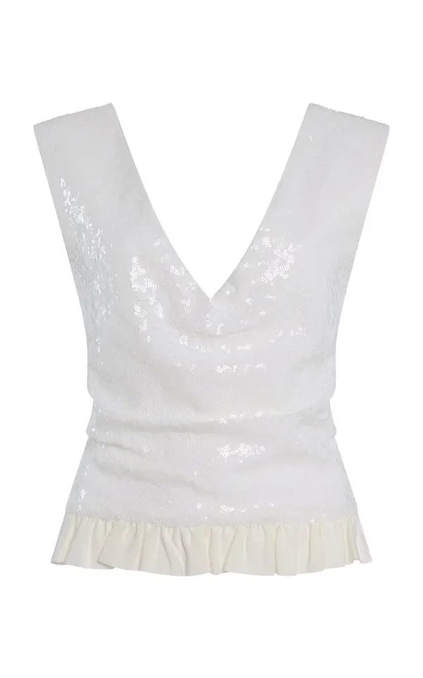 TAE PARK Sequin Top With Open Back - Ivory