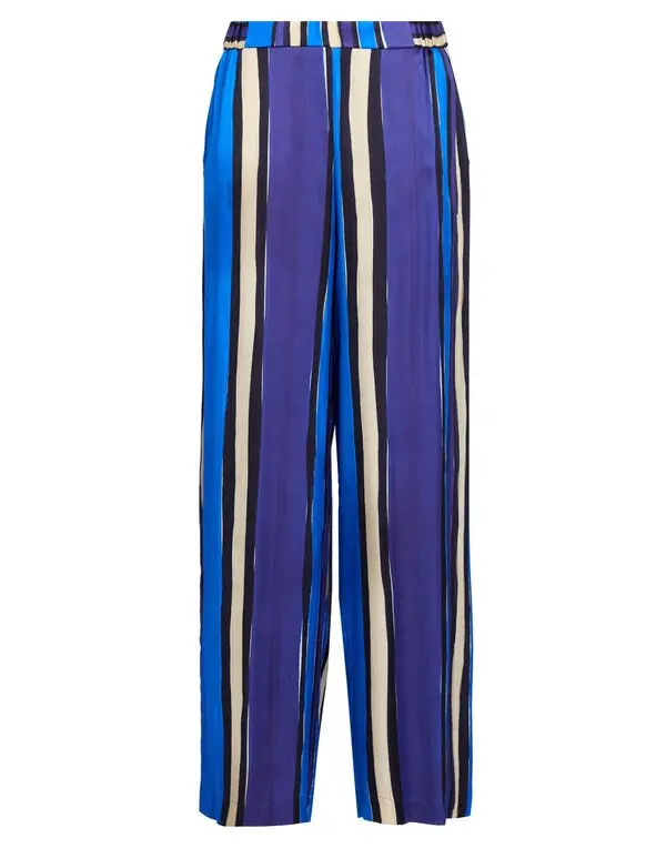 OTTOD'AME Viscose Satin Striped High-waisted Relaxed Fit Pants