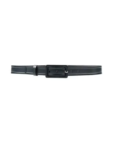 Emporio Armani Coated Belt With Logo Buckle - Navy