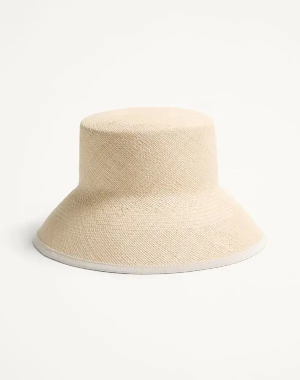 Valentino Garavani Vlogo Signature Straw Bucket Hat With Cherryfic Embroidery - Natural/multicolour