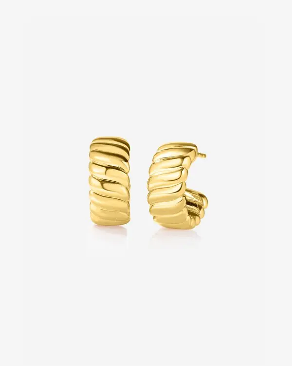 Ring Concierge Wavy Huggie Earrings - One-color