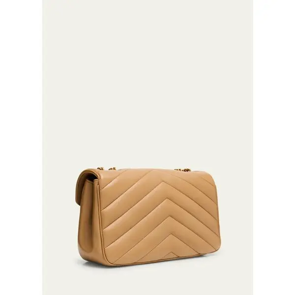 Saint Laurent Loulou Chain Shoulder Bag In Quilted Leather - White