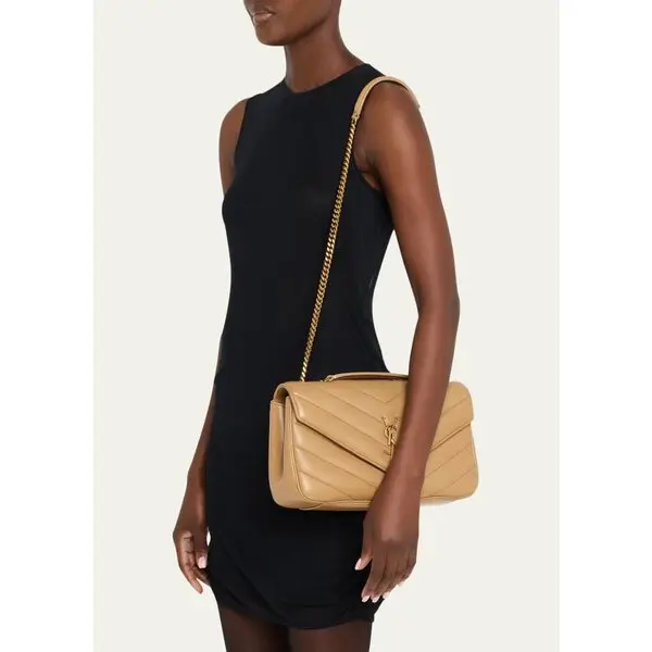 Saint Laurent Loulou Chain Shoulder Bag In Quilted Leather - White