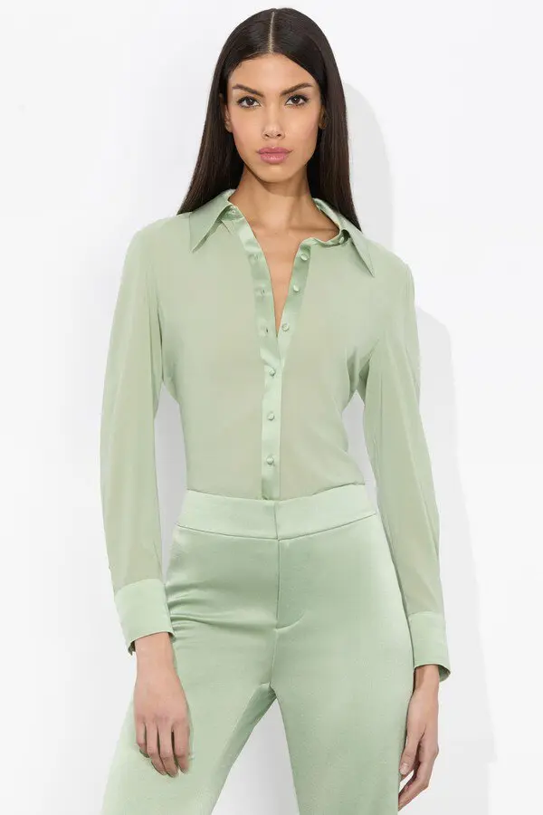 Alice + Olivia Willa 70s Collar Silk Blouse