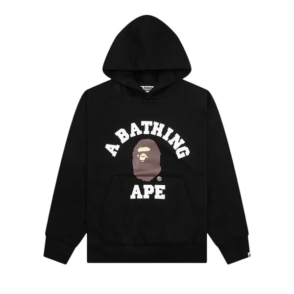 A BATHING APE College Puffy Relaxed Fit Pullover Hoodie - Black