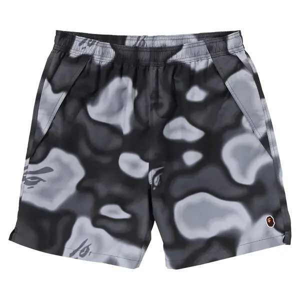 A BATHING APE Liquid Camo One Point Beach Shorts - Black