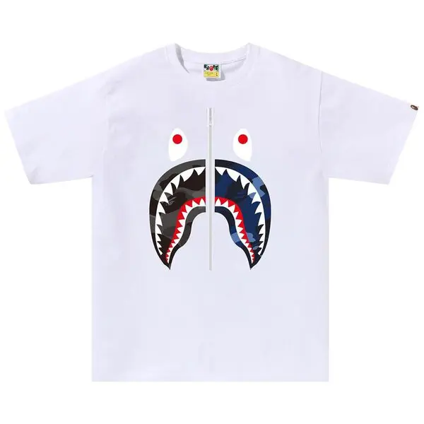 A BATHING APE Color Camo Separate Shark Tee /black - White