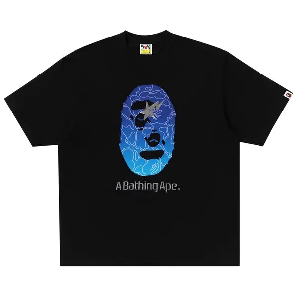 A BATHING APE Line Camo Ape Head Relaxed Fit Tee - Black