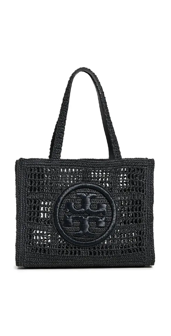 Tory Burch Ella Hand Crocheted Small Tote - Black