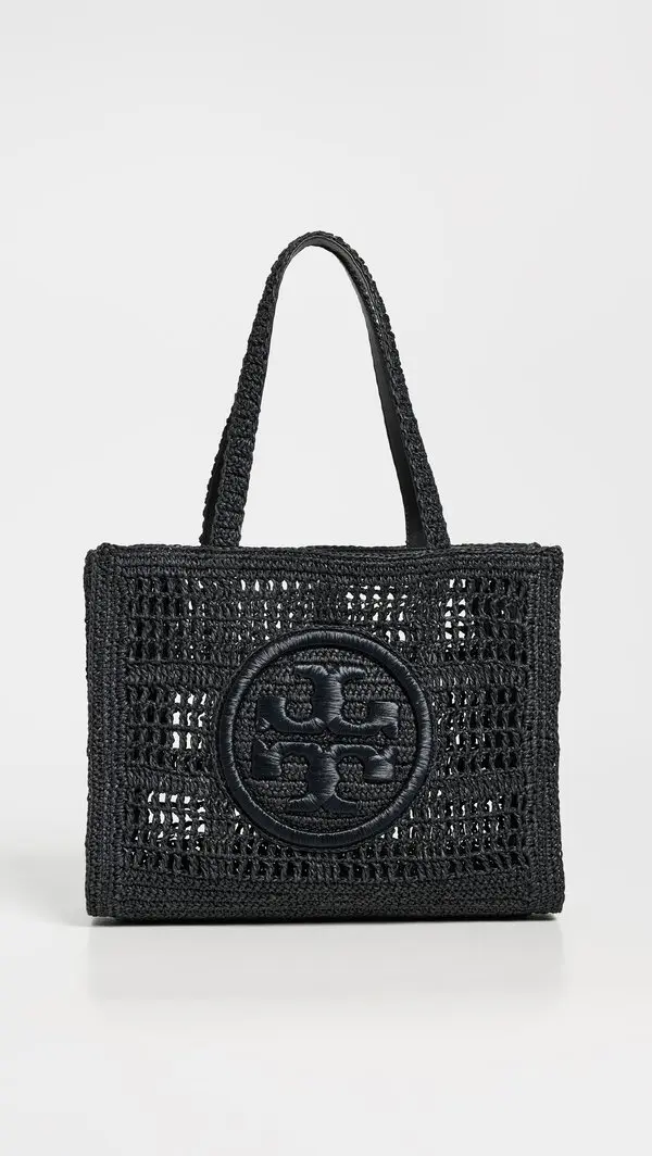 Tory Burch Ella Hand Crocheted Small Tote - Black