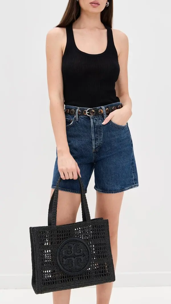 Tory Burch Ella Hand Crocheted Small Tote - Black