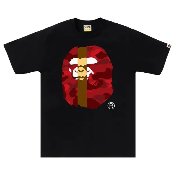 A BATHING APE Color Camo Transform Big Ape Head Tee /red - Black