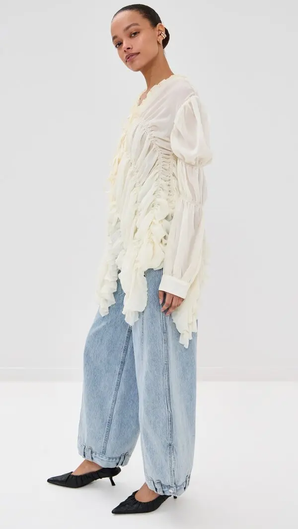 Rokh Puff Sleeve Blouse - Cream | Editorialist