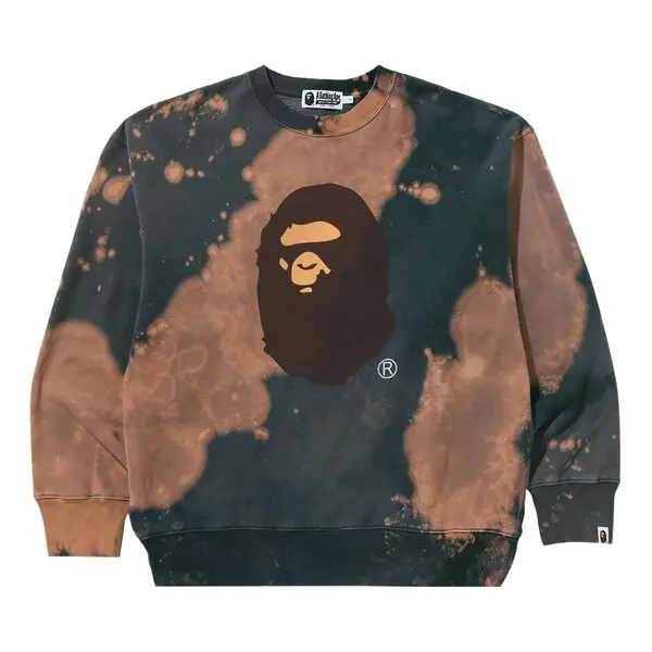BAPE Tie Dye Ape Head Relaxed Fit Crewneck Sweatshirt - Tan