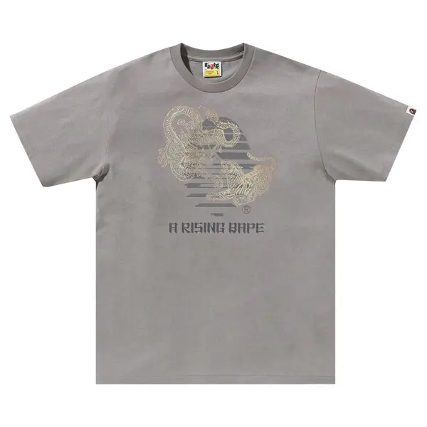 A BATHING APE Tiger And Dragon Ape Head Tee - Grey