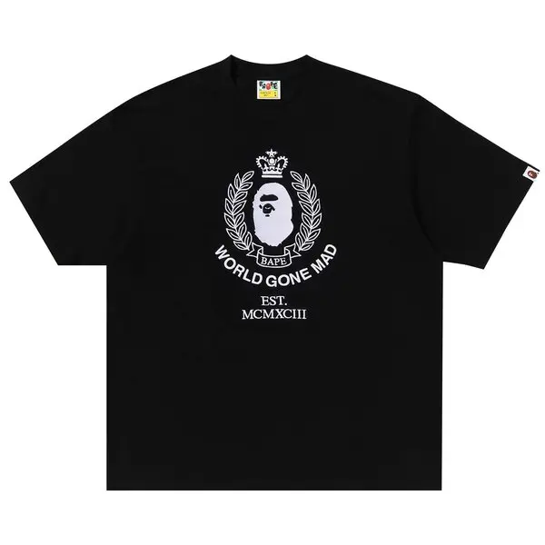 A BATHING APE Crest College Logo Relaxed Fit Tee - Black