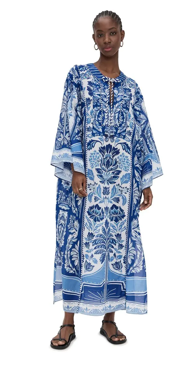 knee length dresses for ladies Blossom Tapestry Black Midi Wrap Dress main image 1