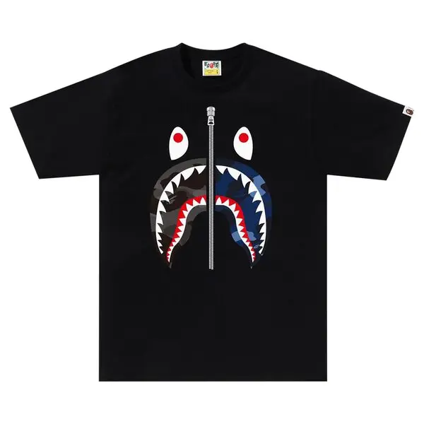 A BATHING APE Color Camo Separate Shark Tee - Black