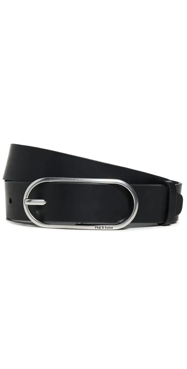 Rag & Bone Rounded Rebound Leather Belt - Black