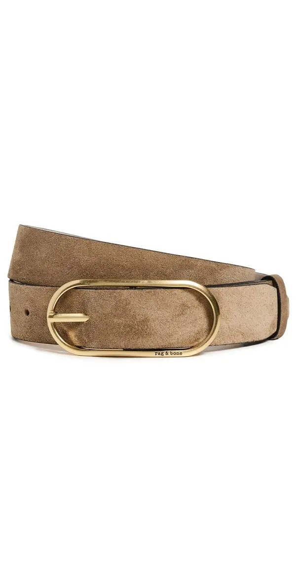 Rag & Bone Rounded Rebound Leather Belt - Camel Suede