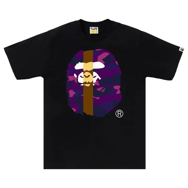 A BATHING APE Color Camo Transform Big Ape Head Tee /purple - Black