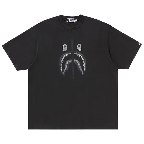 BAPE Garment Dye Shark Relaxed Fit Tee - Black