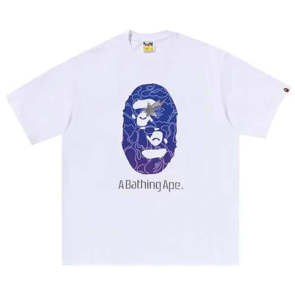 A BATHING APE Line Camo Ape Head Relaxed Fit Tee - White